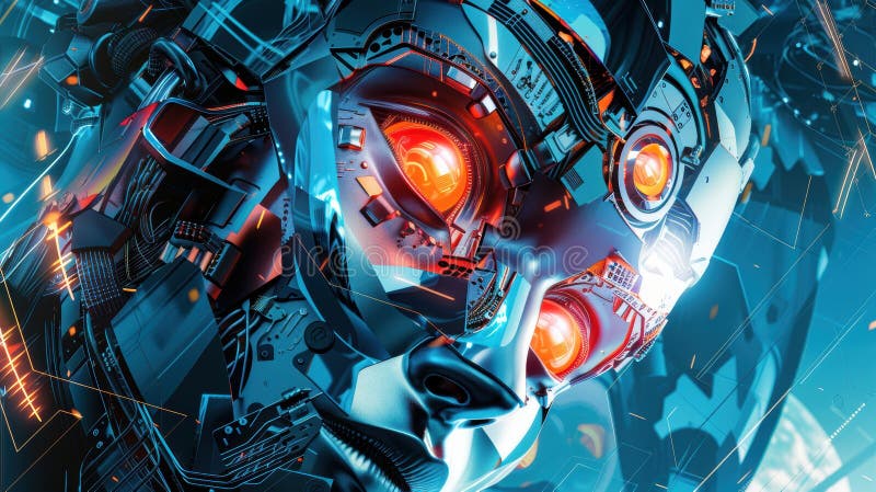 Futuristic AI and Robotics Banner for Tech Conference Promotions Stock ...