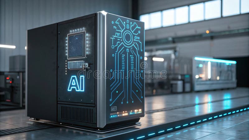 Futuristic AI Server Unit in Modern Smart Factory Advanced Technology ...