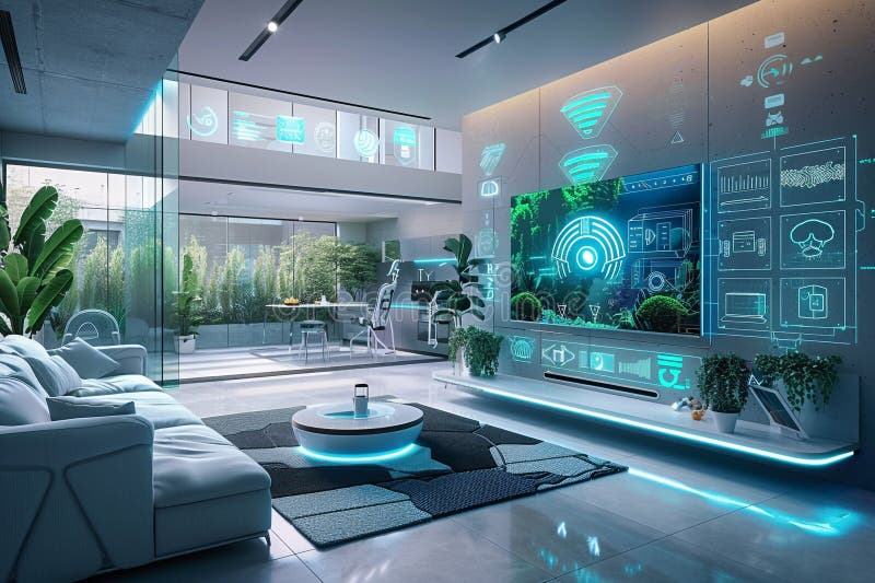 A Futuristic AI Smart Home Interior Featuring Augmented Reality ... A Futuristic AI Smart Home Interior Featuring Augmented Reality ...