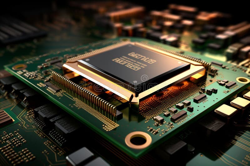 Futuristic AI Tech. Advanced GPU, RAM Microchip, and Powerful CPU on ...