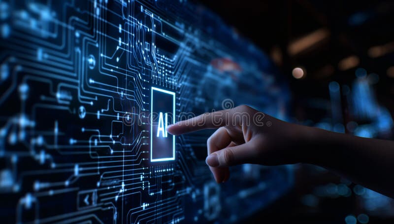 Futuristic AI Tech Concept with Human Interaction and Digital Interface ...