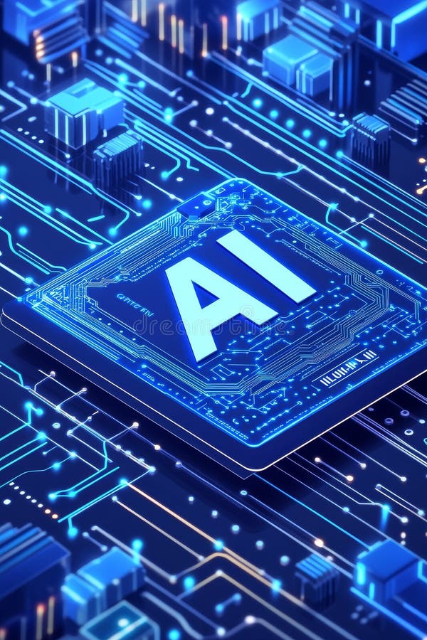 Futuristic AI Technology Concept with Glowing Circuits and Artificial ...