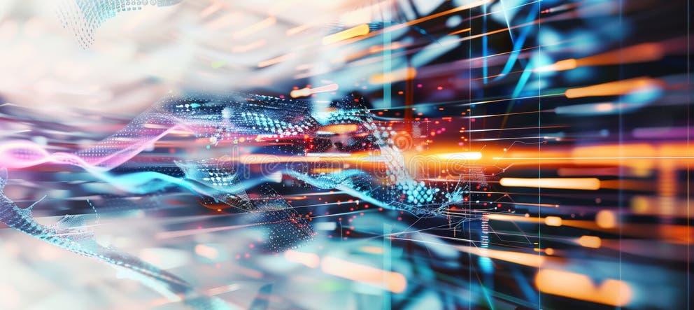 Futuristic AI Technology: Digital Network and Data Visualization Stock Illustration ...