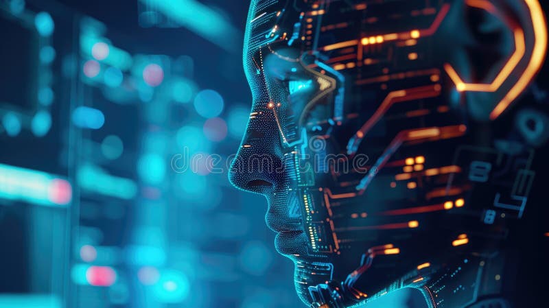 Futuristic AI Technology at the Forefront. Stock Illustration ...