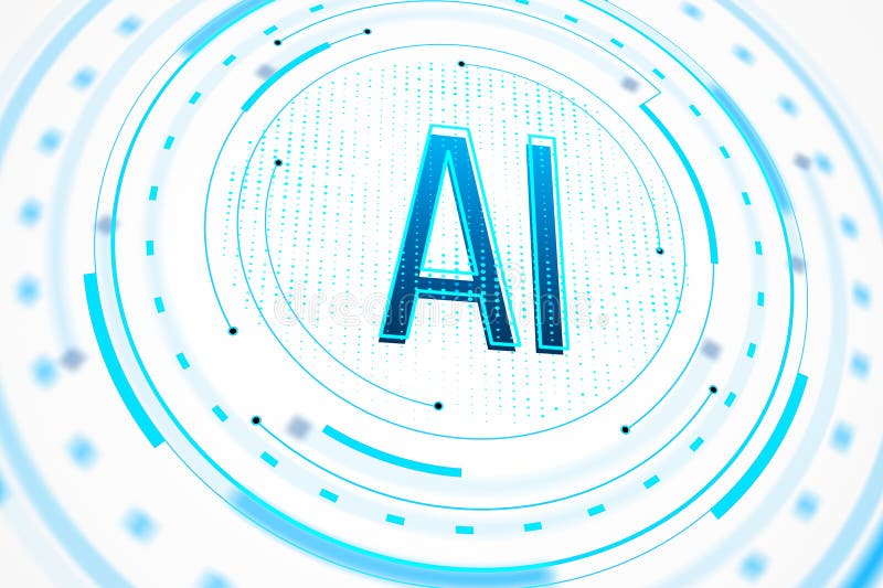Futuristic AI Technology Interface in Blue and White Circular Design ...