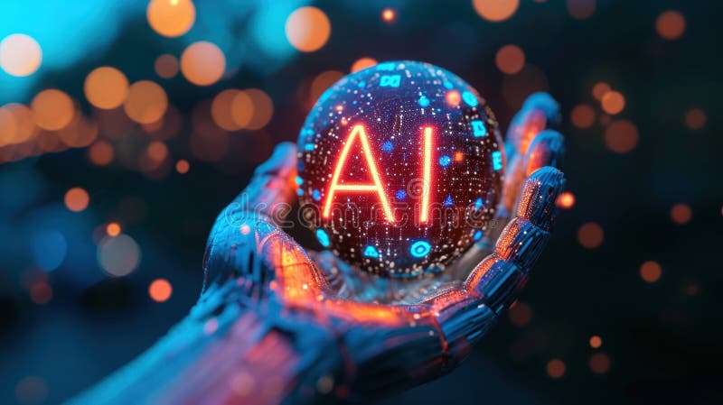 Futuristic AI Technology on Robot Hand, Artificial Intelligence Digital ...