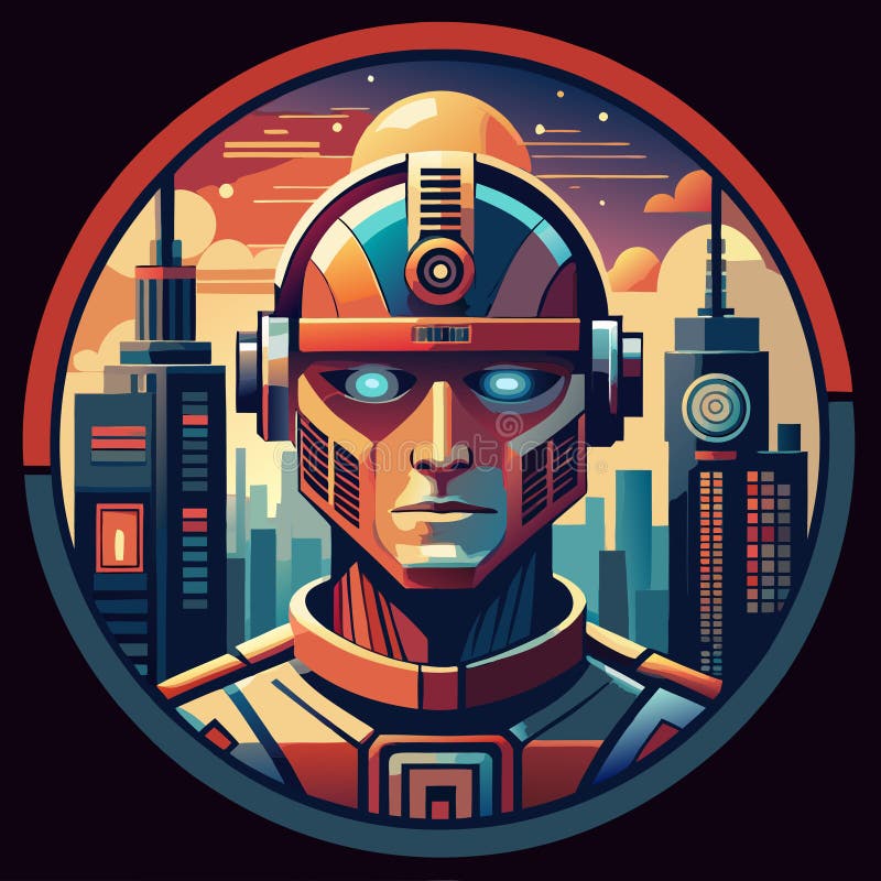 Futuristic AI-Themed Vector Design. Stock Vector - Illustration of face ...
