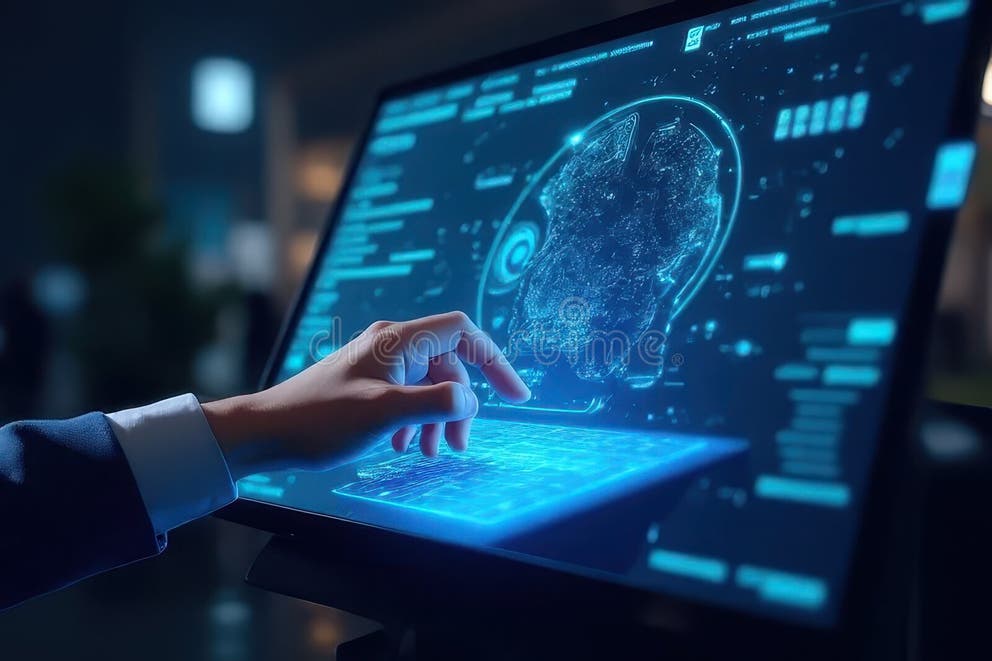 Futuristic AI Virtual Assistant Interfaces Stock Illustration ...