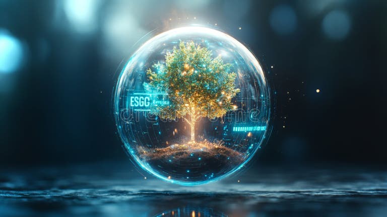 Futuristic AI Visualization of ESG Regulation with a Glowing Tree and ...