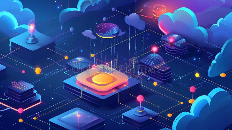Futuristic AI Weather Forecasting in 3D Isometric View Concept Stock ...