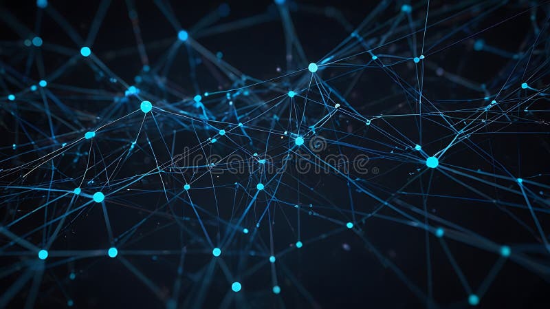Futuristic AI Web of Connections with Glowing Intersections and Digital Strings in a Deep ...