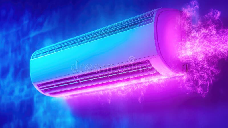 Futuristic Air Conditioner Emitting Neon Energy with Innovative Cooling ...