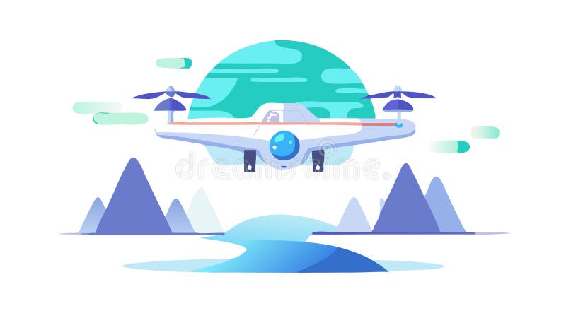 Futuristic Air Traffic Control, Drone Management System, Vector Design ...