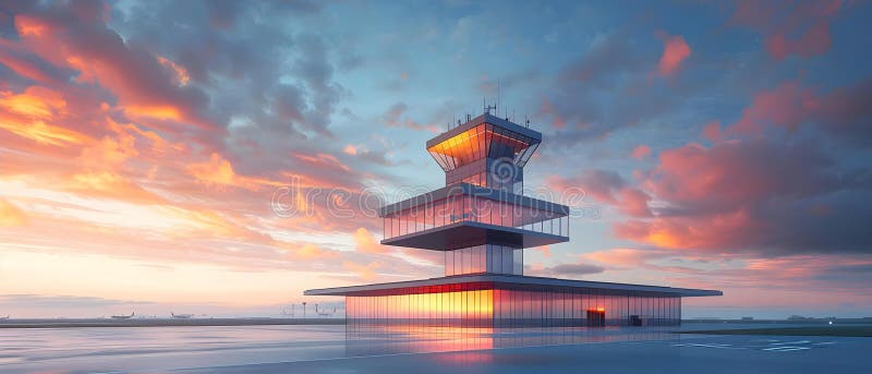 Futuristic Air Traffic Hub: a Vision of Minimalism and Tech at Twilight ...