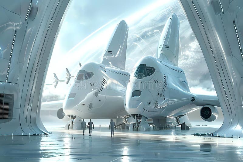 Futuristic Aircraft Design, Exploring Sleek, White Spacecraft in a ...
