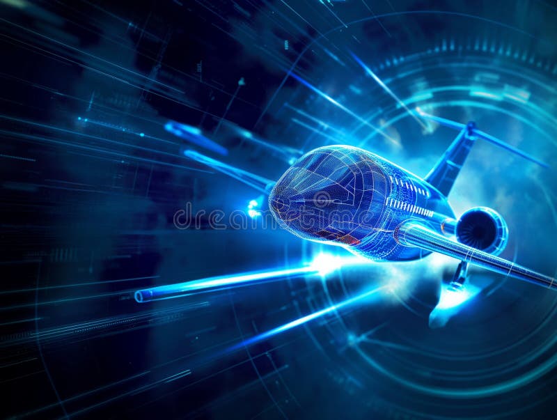 Futuristic Aircraft in Digital Space Stock Photo - Image of cyber ...