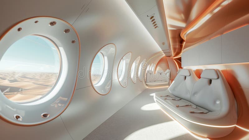 Futuristic Aircraft Interior Design Showcasing Elegant Modernity with a ...