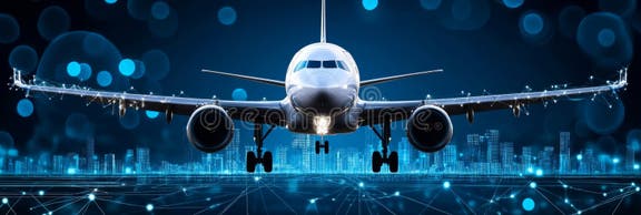 Futuristic Airliner Symbolizing Flight Technology, Smart Cities, and ...