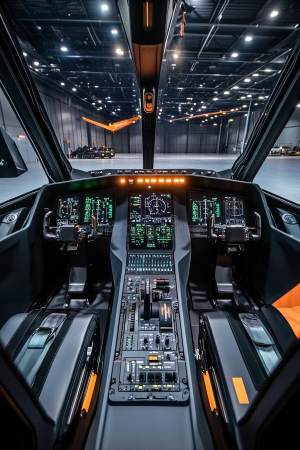 Futuristic Airplane Cockpit Interior View Stock Illustration ...
