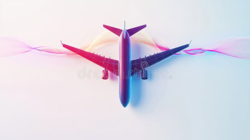 Futuristic Airplane Design with Colorful Waves for Creative Projects ...