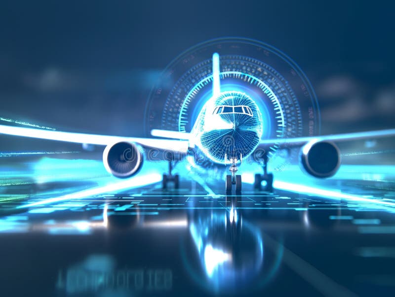 Futuristic Airplane with Digital Interface Stock Photo - Image of ...