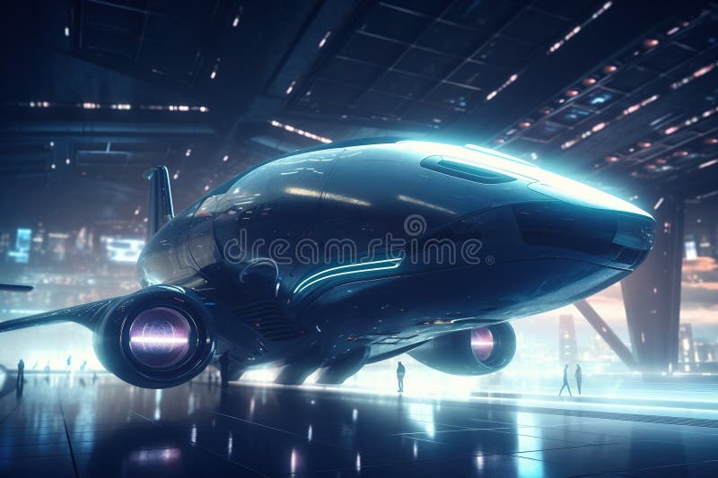 Futuristic Airplane. Generative AI Stock Illustration - Illustration of ...