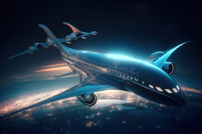 Futuristic Airplane. Generative AI Stock Illustration - Illustration of ...