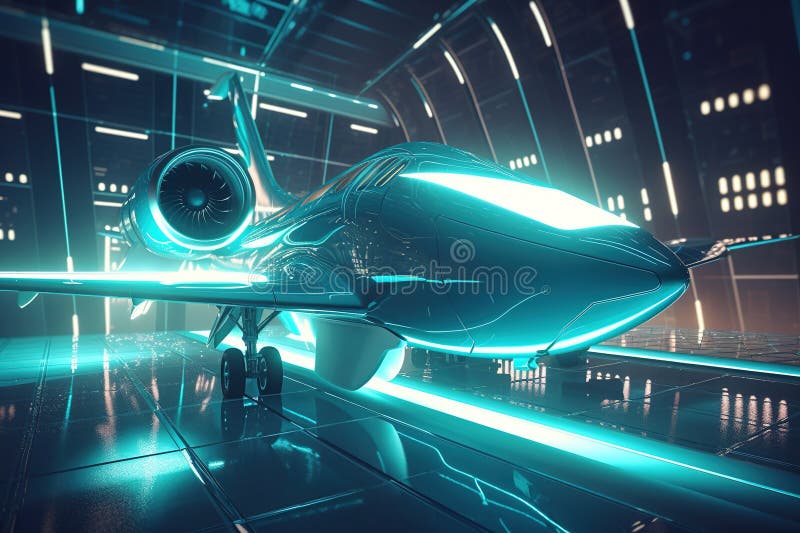 Futuristic Airplane. Generative AI Stock Illustration - Illustration of ...