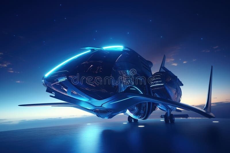Futuristic Airplane. Generative AI Stock Illustration - Illustration of ...