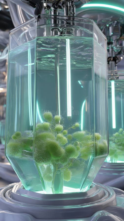 Futuristic Algae Bio-reactor with Green Organisms in Laboratory Setting ...