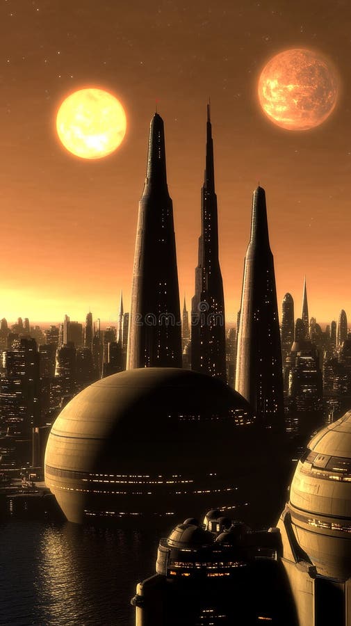 Futuristic Alien Cityscape with Advanced Architecture. Stock ...