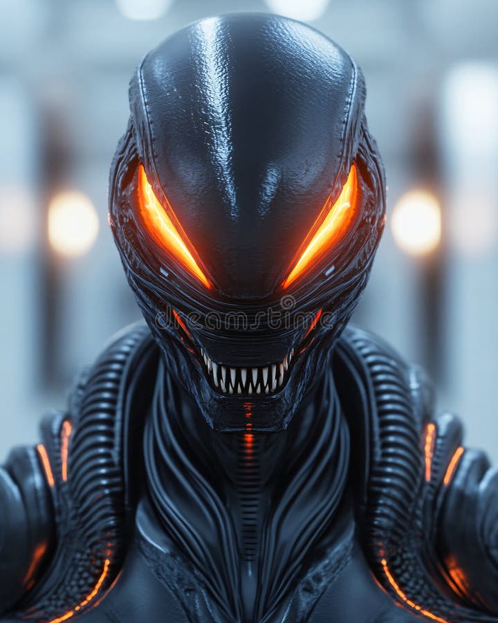 Futuristic Alien Creature with Glowing Eyes and Sharp Teeth Sci Fi ...