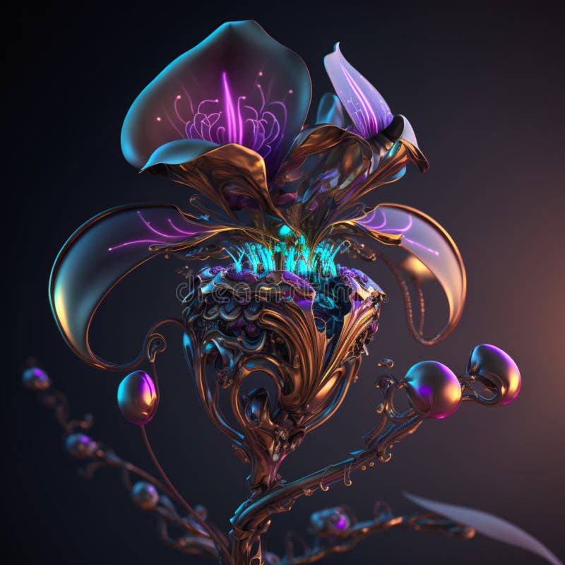 Futuristic Alien Flowers, Science Fiction Flowers Stock Illustration ...