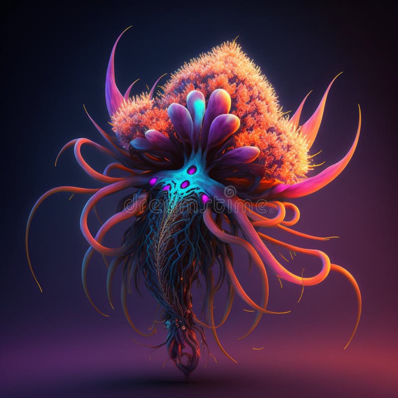 Futuristic Alien Flowers, Science Fiction Flowers Stock Illustration ...