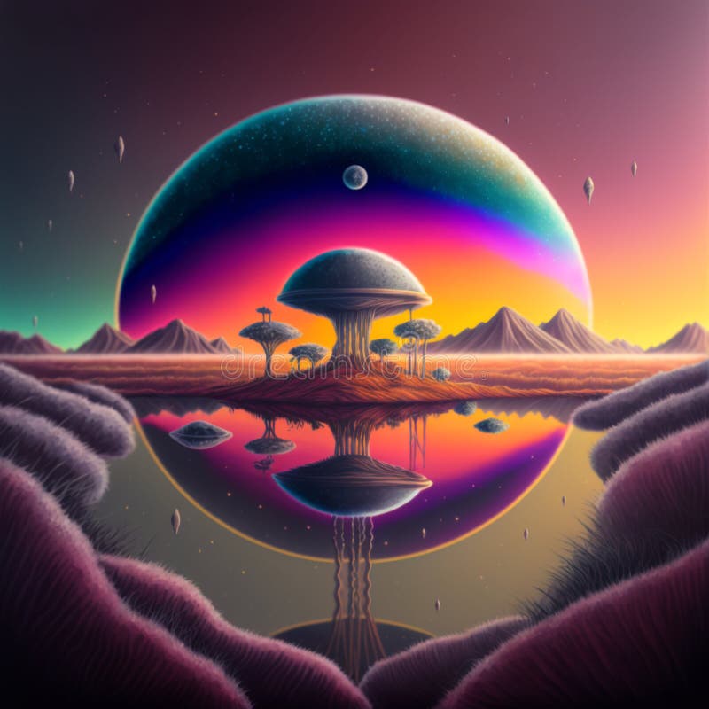 Futuristic Alien Flowers, Science Fiction Flowers Stock Illustration ...