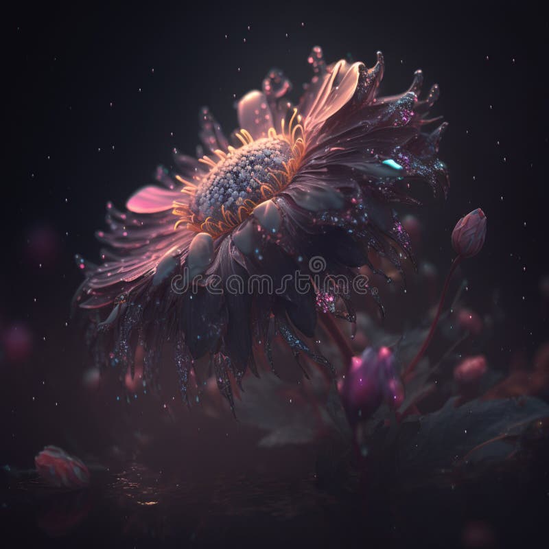 Futuristic Alien Flowers, Science Fiction Flowers Stock Illustration ...