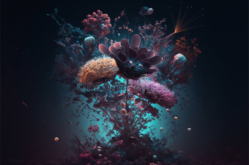 Futuristic Alien Flowers, Science Fiction Flowers Stock Illustration ...