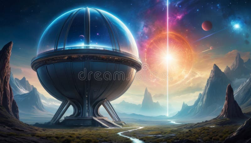 Futuristic Alien Observatory Dome Stock Photo - Image of nature ...