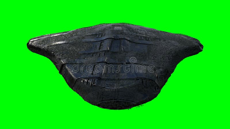 Futuristic Alien Sci Fi Ship Isolate on Green Screen. Realistic 4k ...