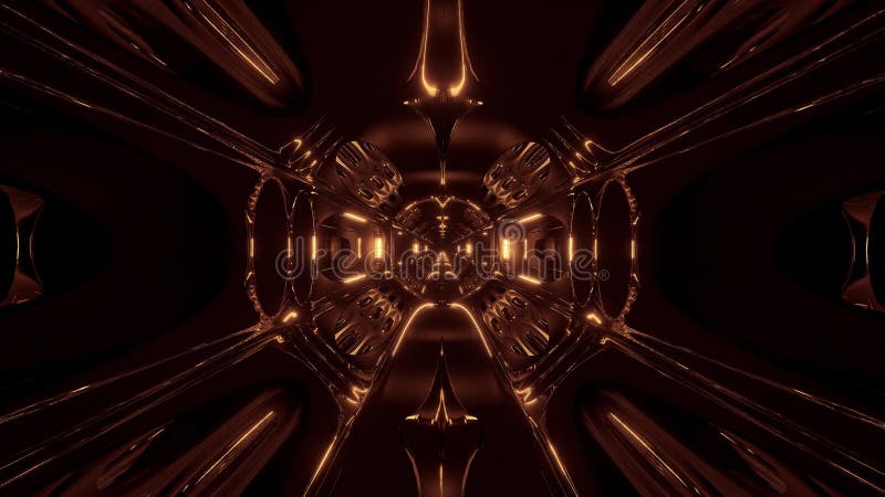 Futuristic Alien Ship Sci-fi Space Tunnel 3d Illustration Background ...