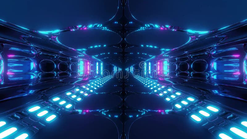 Futuristic Alien Space Tunnel Corridor with Cool Reflections 3d ...