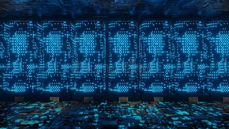 Futuristic Alien Supercomputer Connection Network Data Center 3d ...