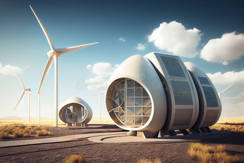 Futuristic Alternative Power Plant Concept Stock Illustration ...