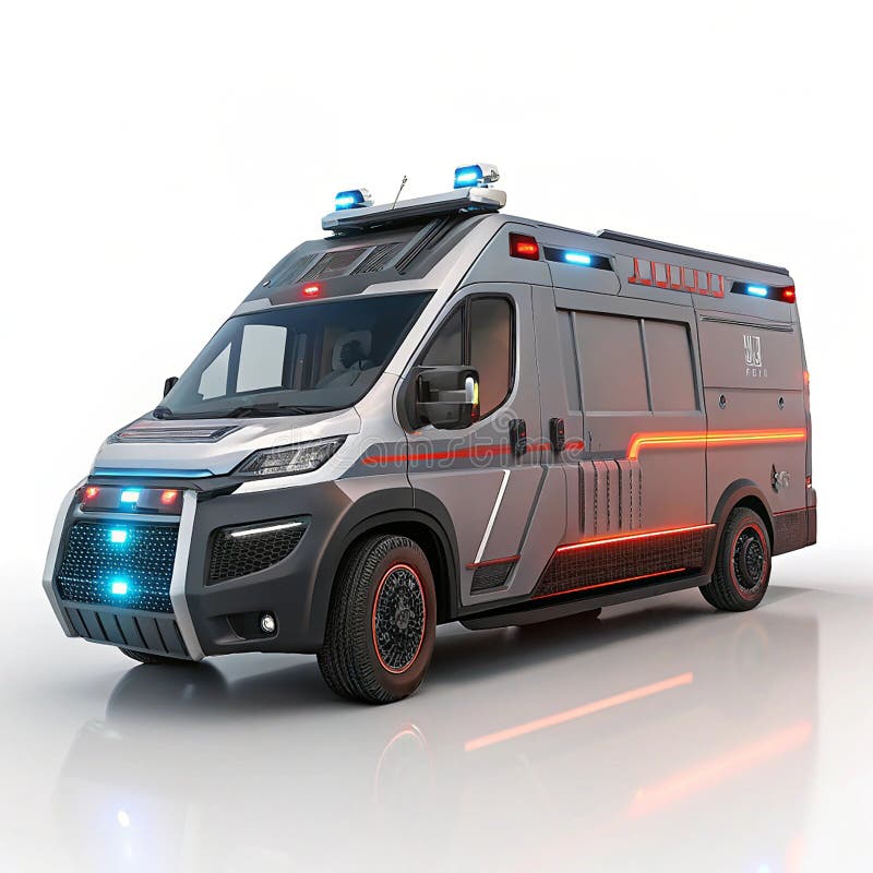 Futuristic Ambulance with Emergency Sirens Stock Illustration ...