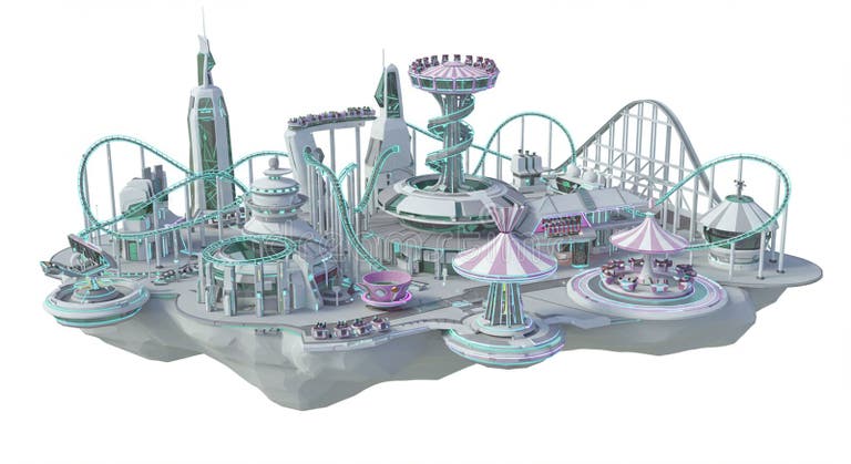 Futuristic Amusement Park Concept Rendered in Pastel Colors. Features ...