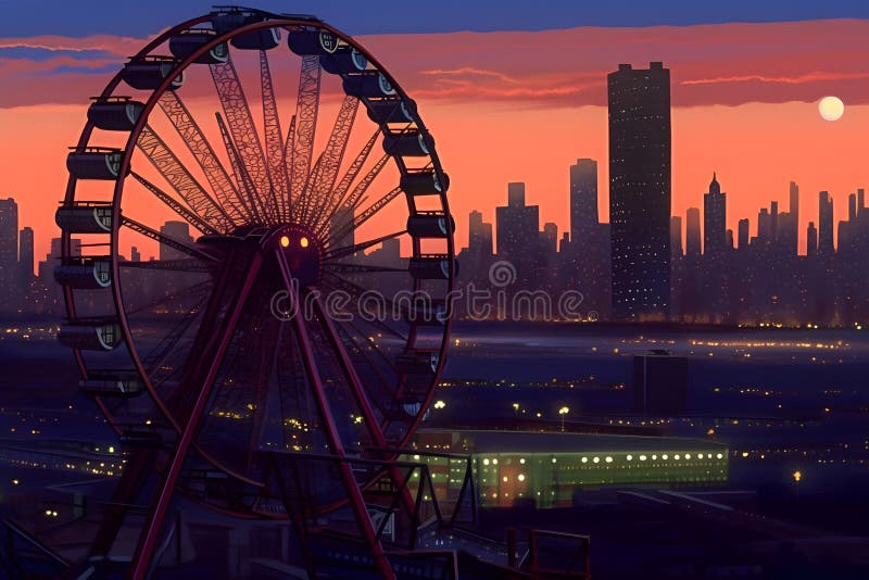 Futuristic Amusement Park. Neural Network AI Generated Stock ...