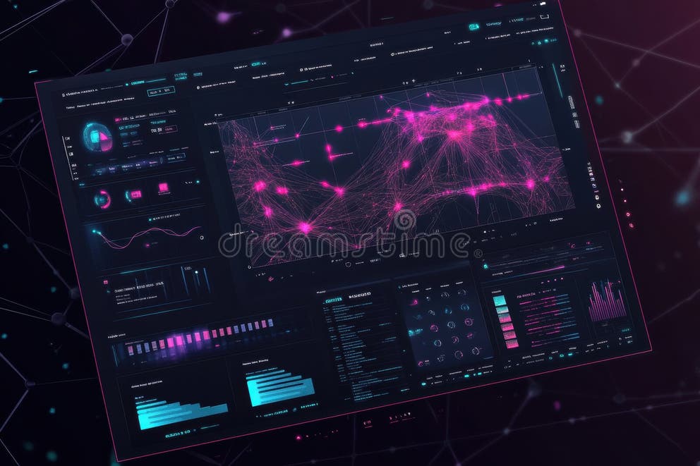 Futuristic Analytics Dashboard with Glowing AI Visualizations and ...