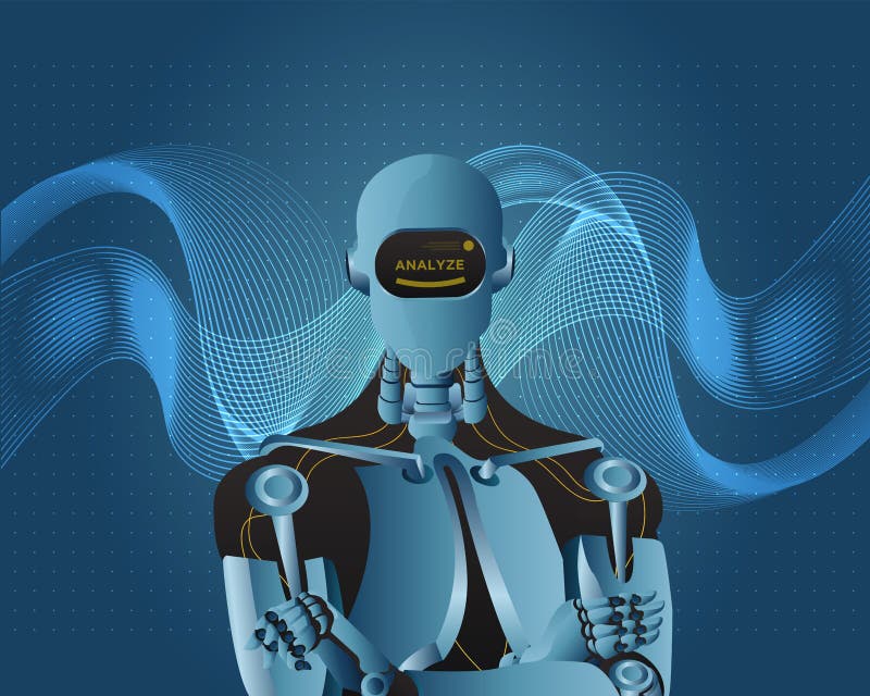 Futuristic Analyze Robot Style Vector Illustration Stock Vector ...