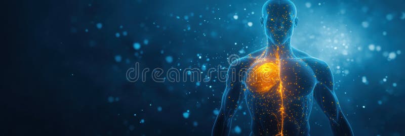 Translucent Human Silhouette Reveals Glowing Muscle System Futuristic ...