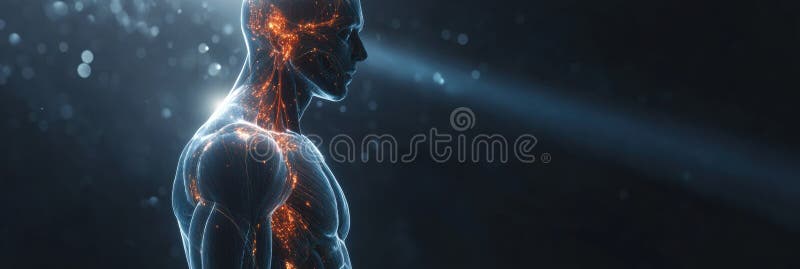 Futuristic Anatomical Visualization of Translucent Human Silhouette ...